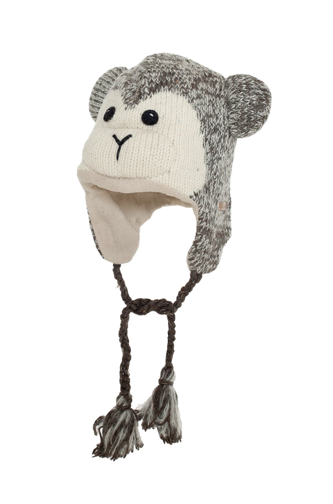 100% Lamb Wool , Unisex, Handmade , Monkey Hat, Fleece Lined, Peruvien ...