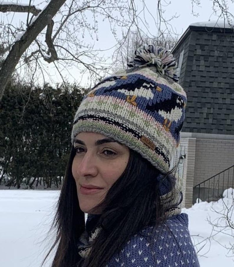 Hand Knit Wool Puffin Beanie: Fleece Lined Winter Hat, Fair Trade - Etsy