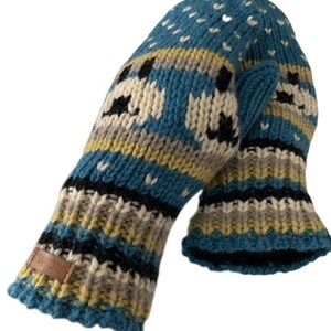 Hand Knit Wool Sheep Mittens: Polar Fleece Lined, Cozy Gloves, Fair ...