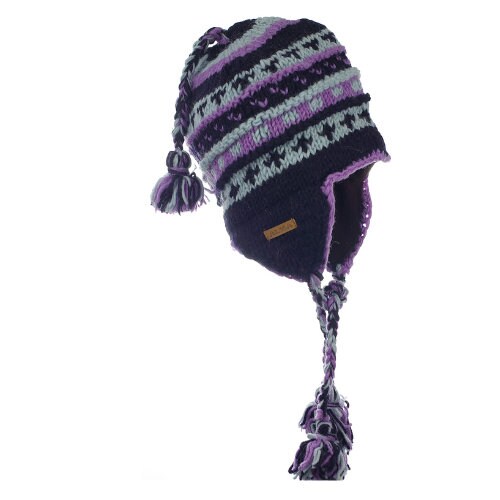 Hand-knitted Lamb Wool Hat: Fair Isle Fleece Lined Earflap Winter Tuque ...