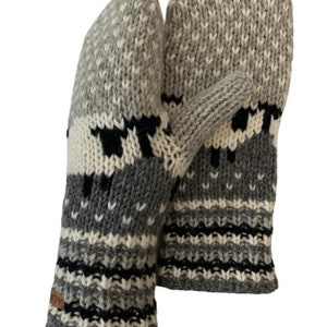 Hand Knit Wool Sheep Mittens: Polar Fleece Lined, Cozy Gloves, Fair ...