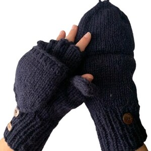 Hand Knit Wool Flip Mittens: Fleece Lined Convertible Gloves - Etsy