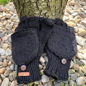 Hand Knit Wool Flip Mittens: Fleece Lined Convertible Gloves - Etsy