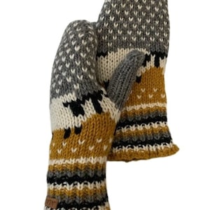 Hand Knit Wool Sheep Mittens: Polar Fleece Lined, Cozy Gloves, Fair ...