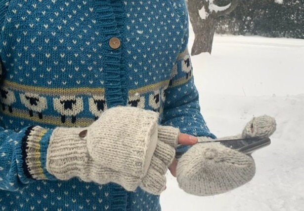 Lined Wool Flap Mittens | Handmade Convertible Mittens for Texting ...