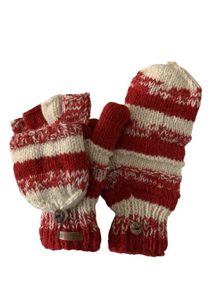 Hand Knit Lamb Wool Convertible Mittens: Fleece Lined Texting Winter ...