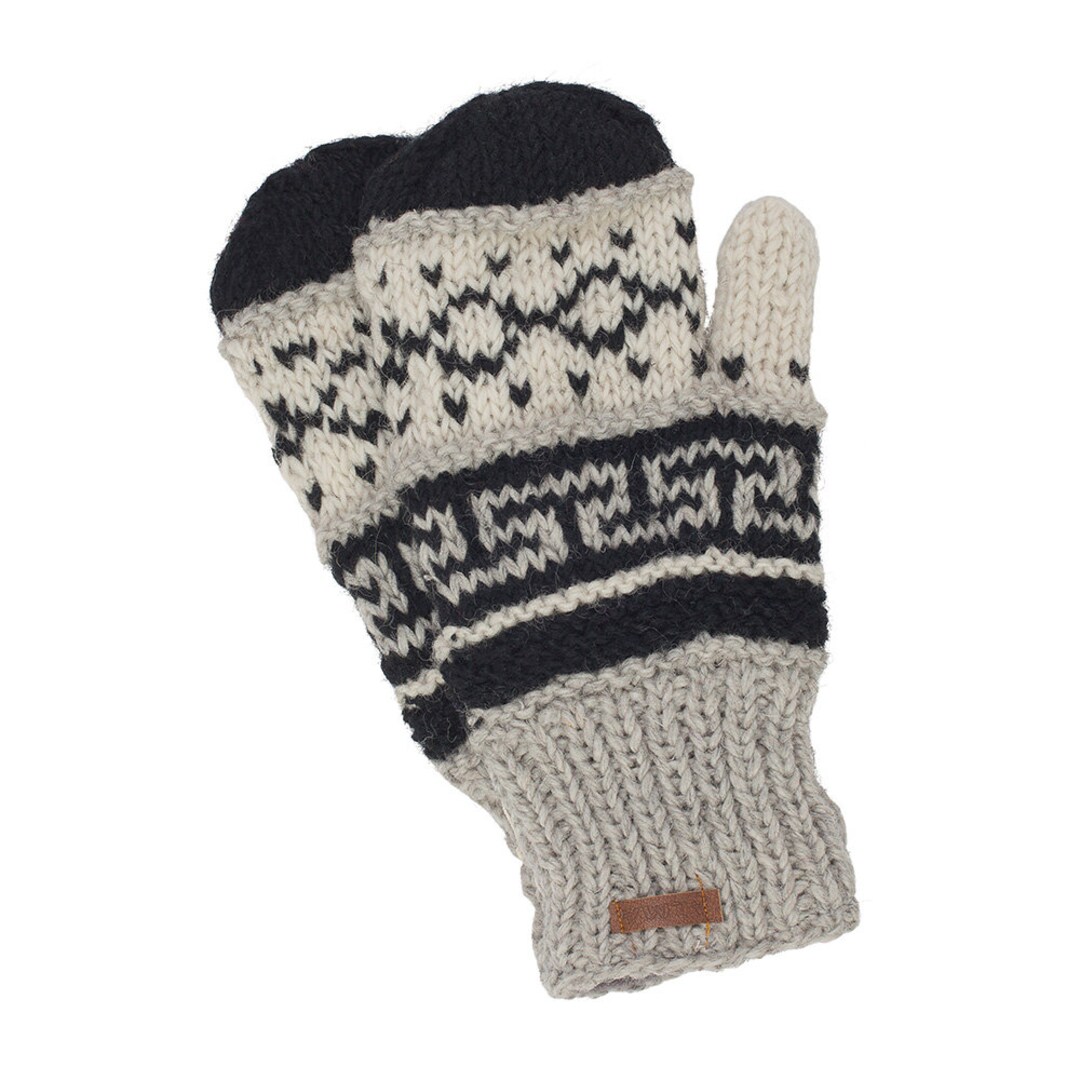 Handknit Lambswool Mittens: Fair Isle Fleece Lined Gloves - Etsy