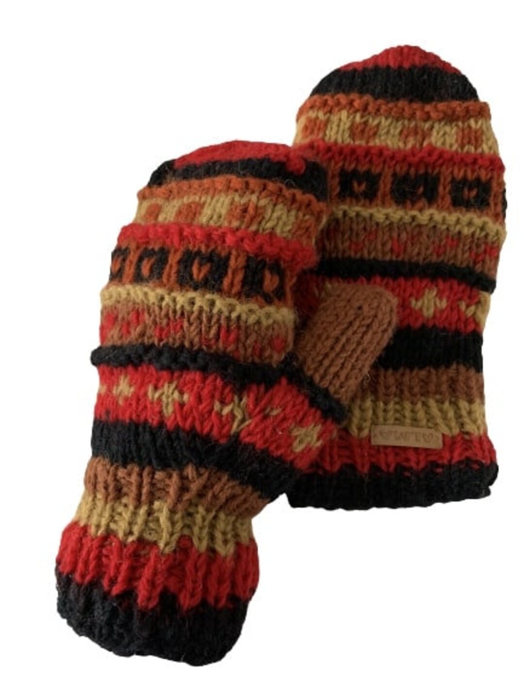 100% Lamb Wool, Fleece Lined, Handknit, Cosy Mitts, Holiday Gift Wool ...