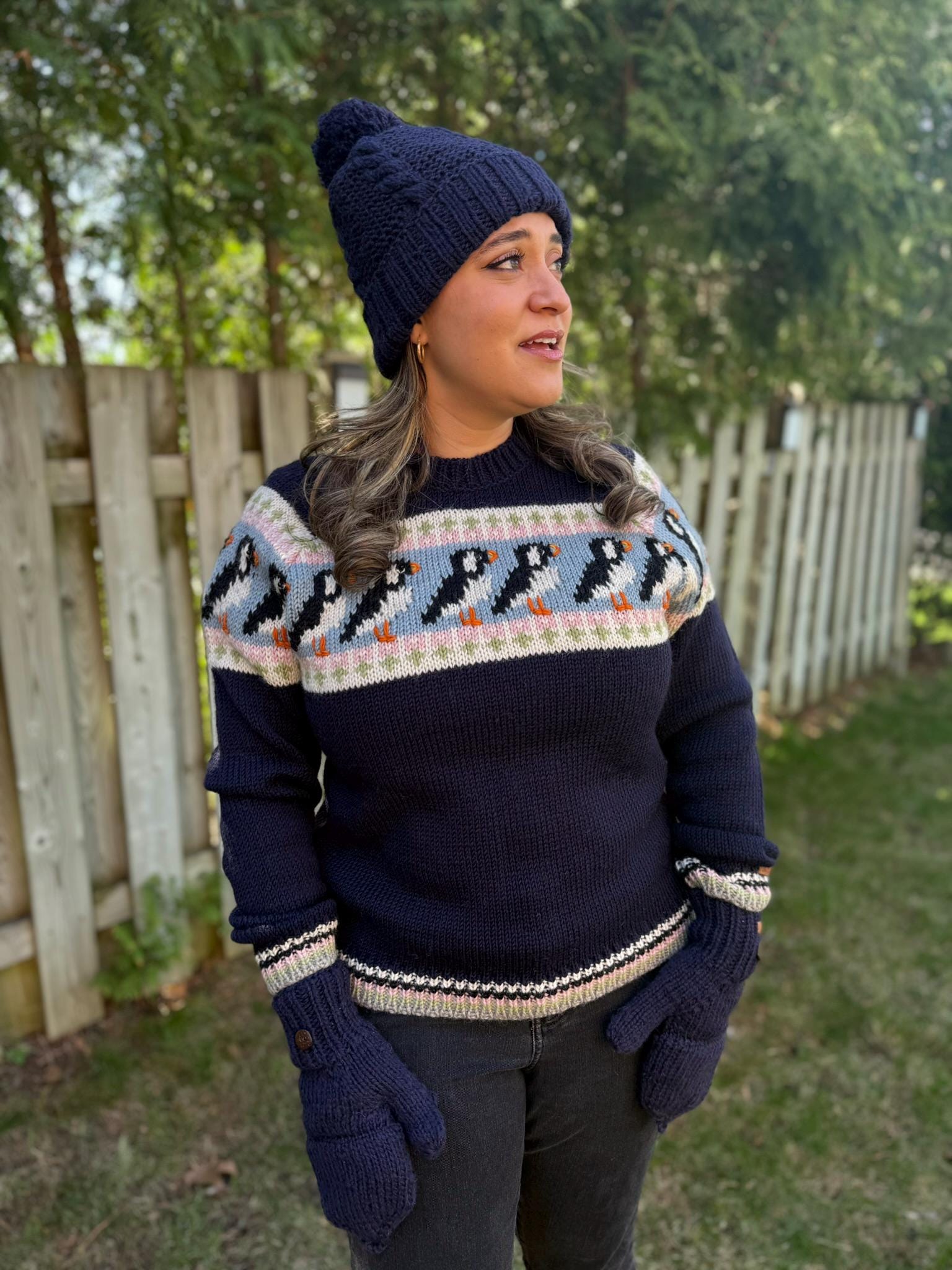Handknit Wool Puffin Sweater: Women's Cozy Winter Jumper, Fair Trade - Etsy