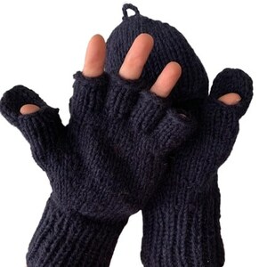 Hand Knit Wool Flip Mittens: Fleece Lined Convertible Gloves - Etsy