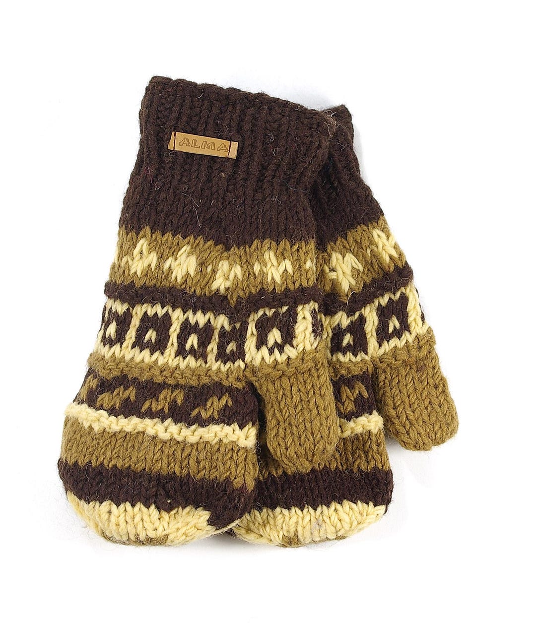 Handknit Lambswool Mittens: Fleece Lined Fair Isle - Winter Warm - Eco ...