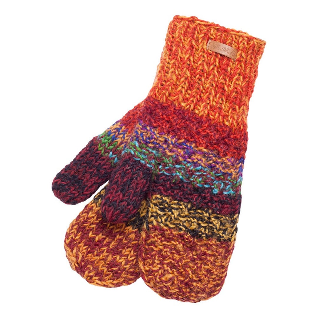 100% Wool Lamb Mittens, Fleece Lined, Hand Knitted, Winter Gloves ...