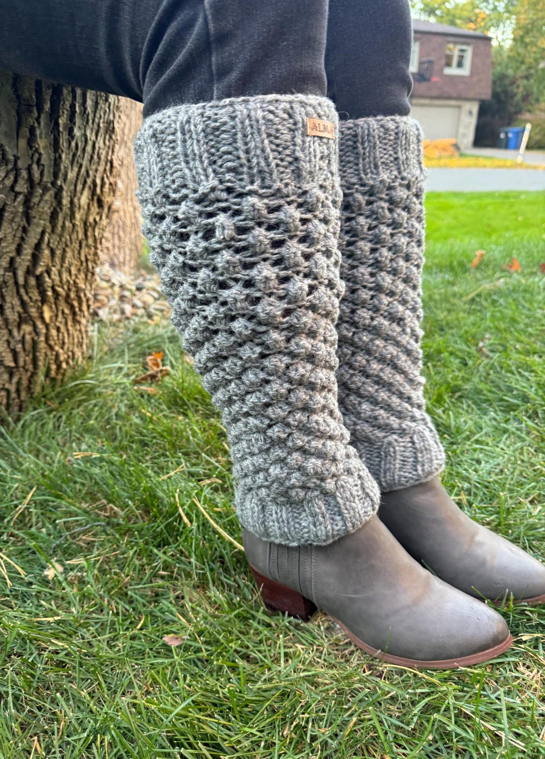 Hand Knit Wool Leg Warmers: Chunky Popcorn Fleece Lined Boot Cuffs - Etsy