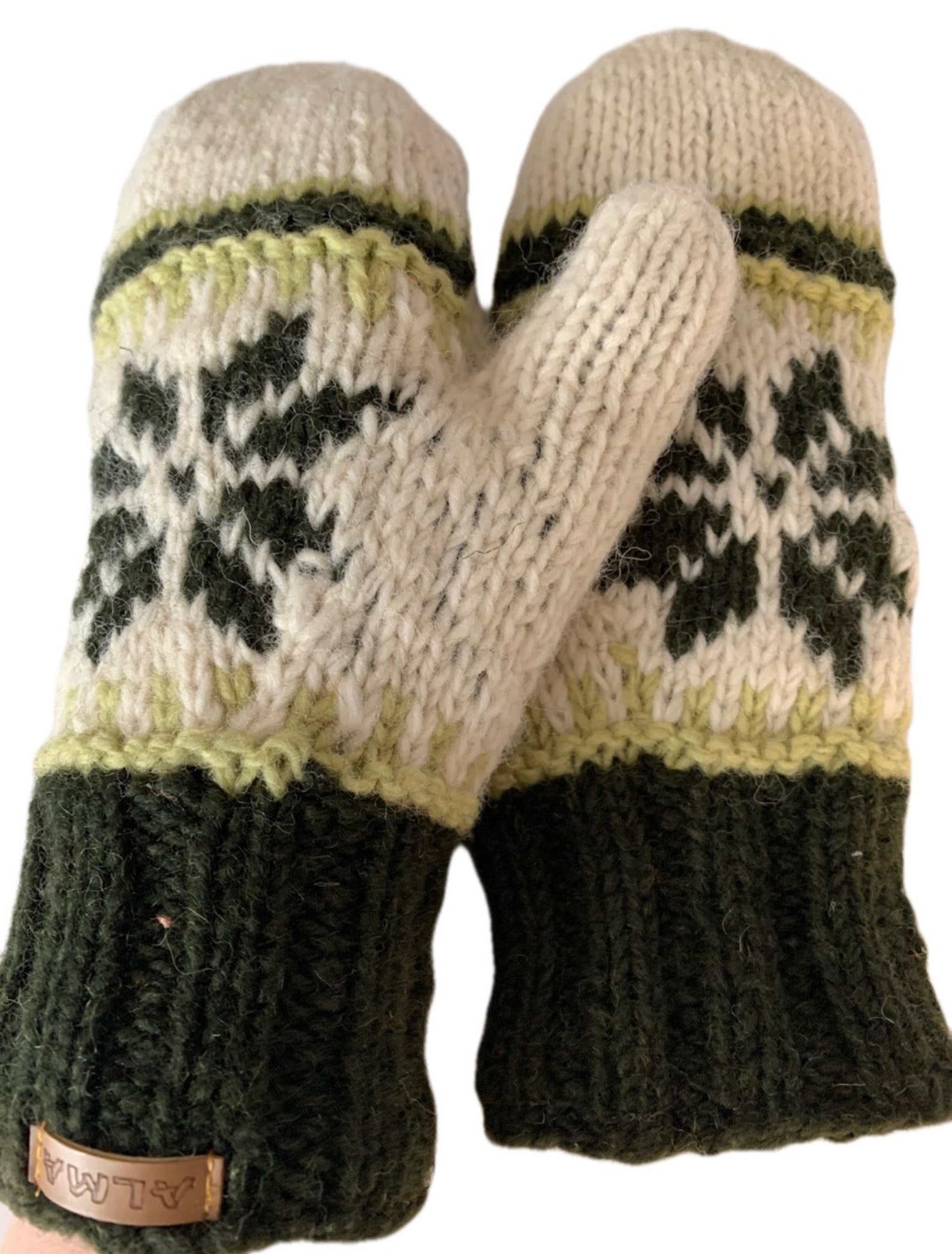 Hand Knit Lamb Wool Mittens: Fleece Lined Norwegian Winter Gloves, Fair ...