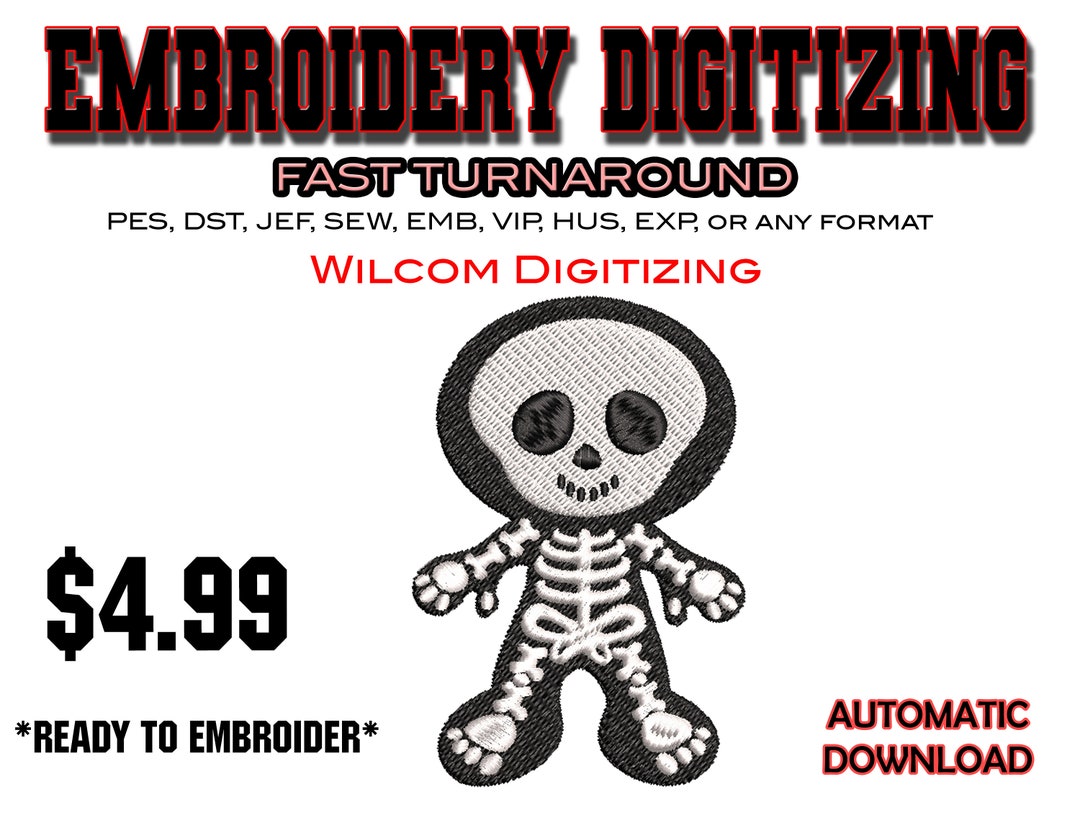 Cute Halloween Skeleton - Embroidery Digitizing - Emb Files - Pes Exp ...