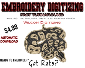 Ball Python DST File - Embroidery Digitizing - Emb Files - DST - SVG ...