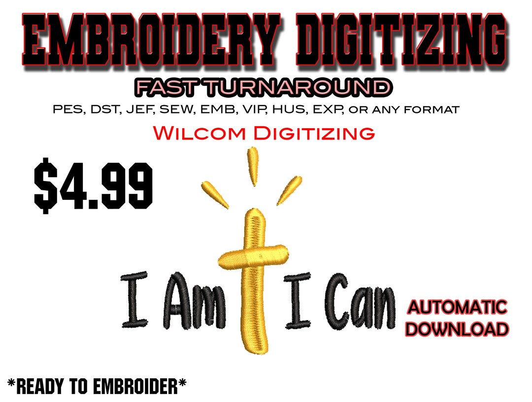 Christian JESUS I Am Cross - Embroidery Digitizing - Emb Files - Pes ...