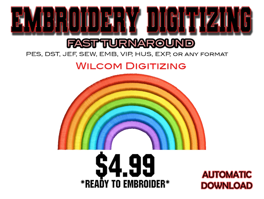RAINBOW - Embroidery Digitizing - Emb Files - Pes Exp - Digital Files ...
