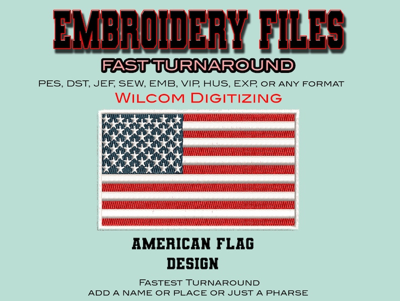 American Flag Digitized File DST - Embroidery Digitizing - Emb Files ...