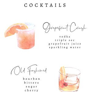 Watercolor Signature Cocktail Sign | Etsy