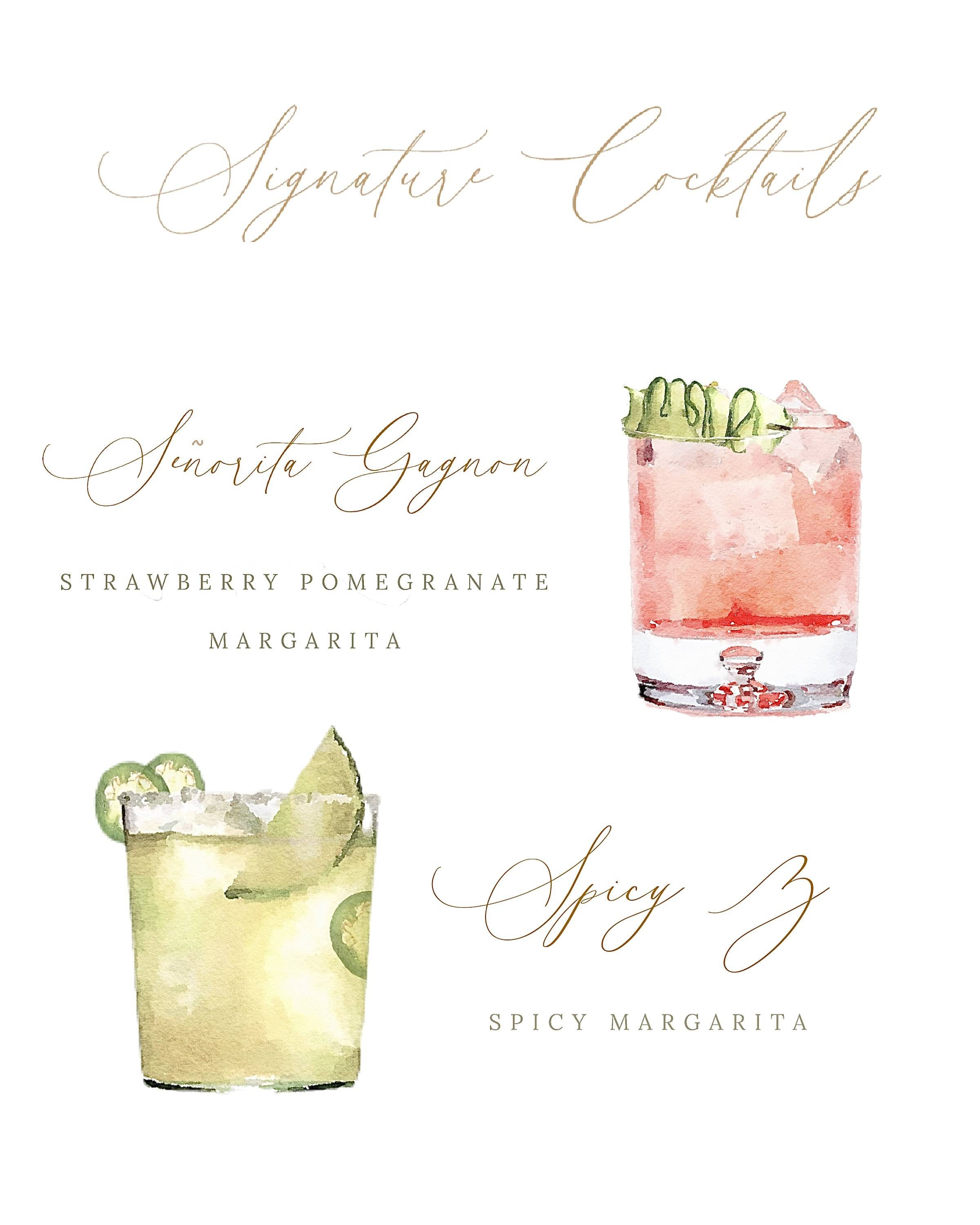 Watercolor Signature Cocktail Sign | Etsy