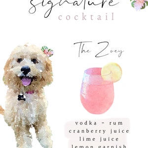 Watercolor Pet Signature Cocktail Sign 1 Pet | Etsy