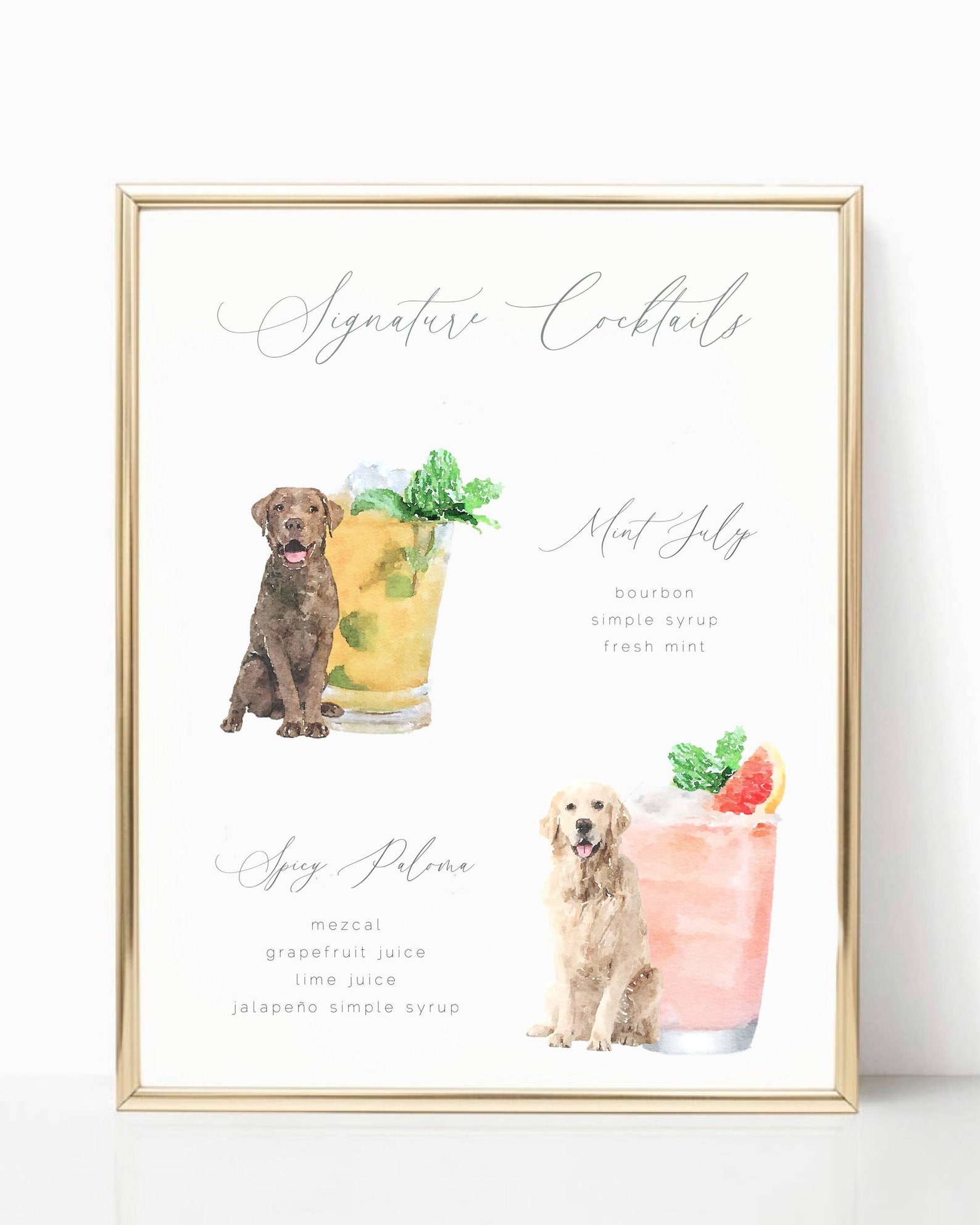 Watercolor Pet Signature Cocktail Sign - Two Pets - Etsy