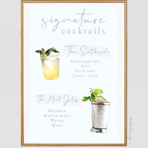 Watercolor Signature Cocktail Sign - Etsy