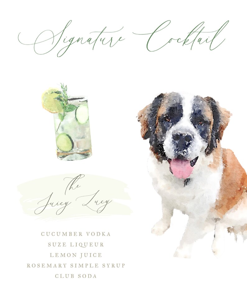 Watercolor Pet Signature Cocktail Sign 1 Pet | Etsy