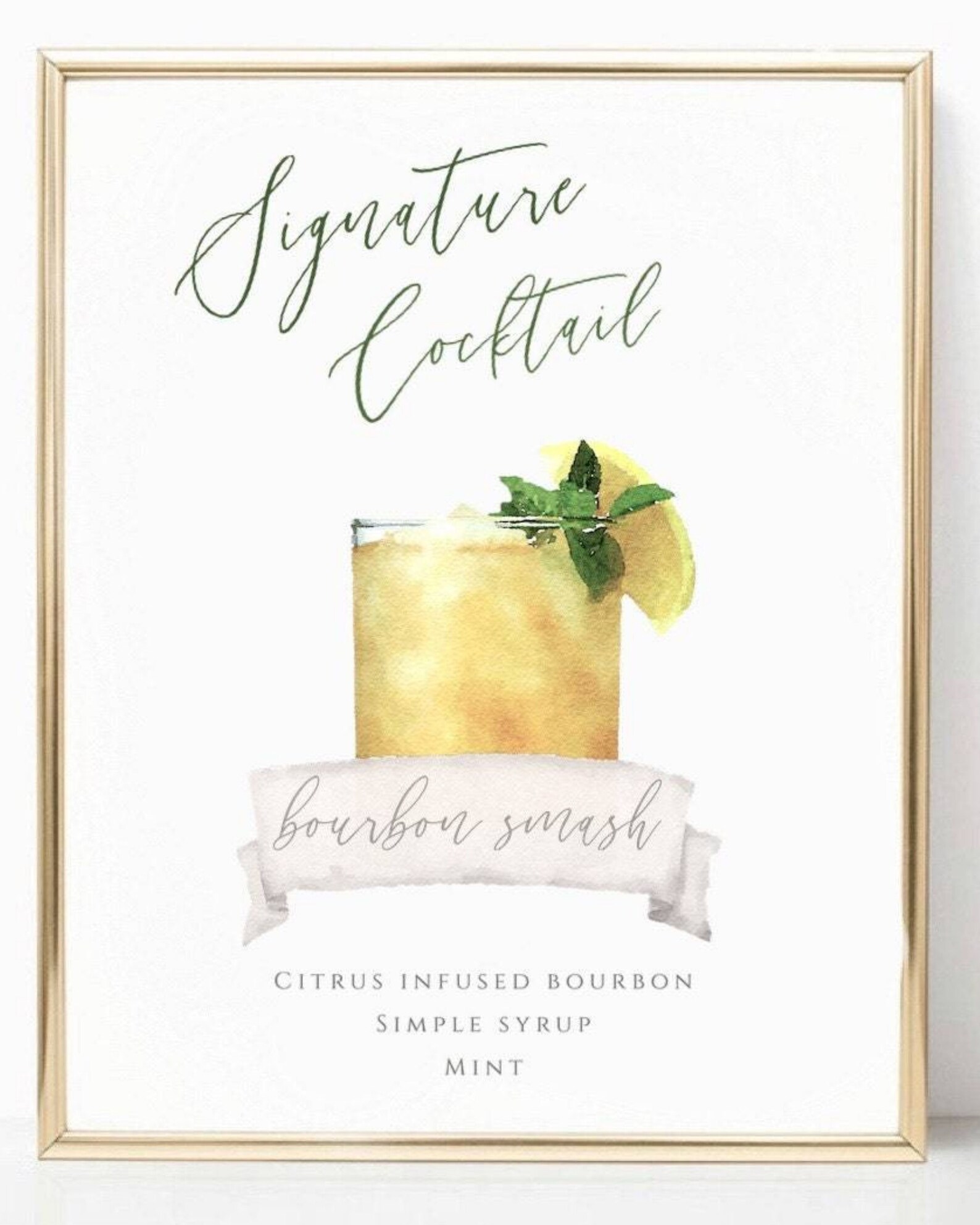 Watercolor Signature Cocktail Sign | Etsy