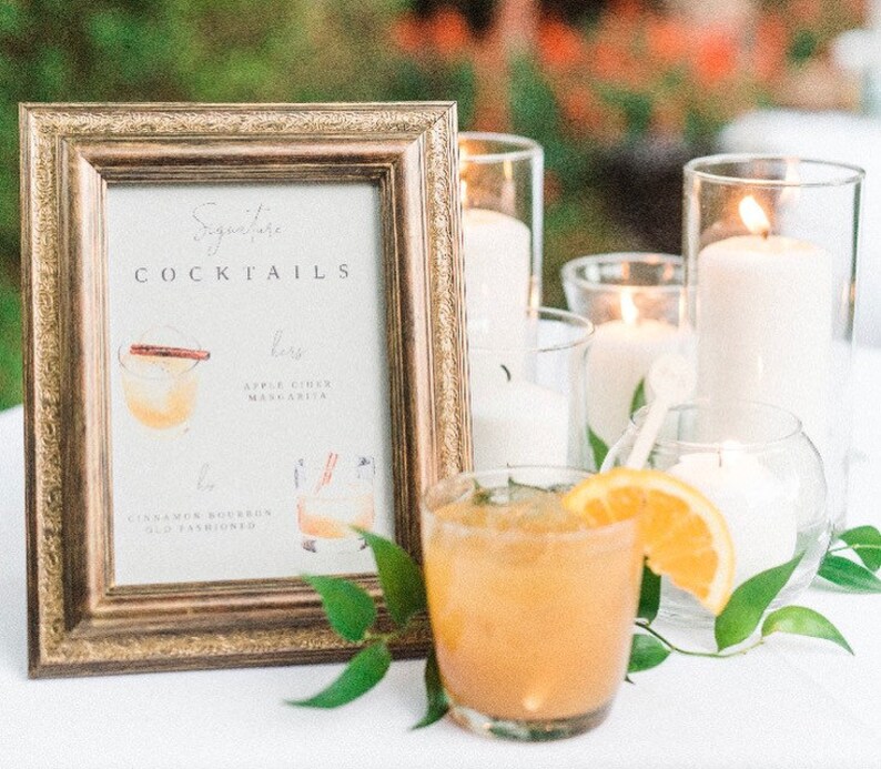 Watercolor Signature Cocktail Sign | Etsy