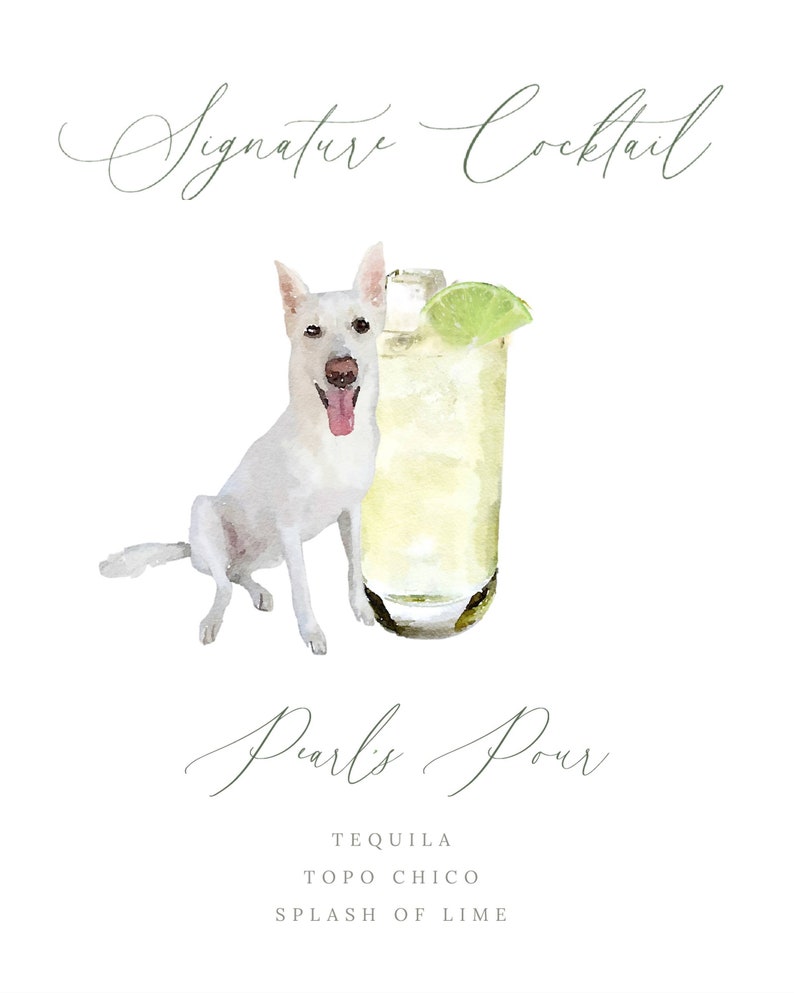 Watercolor Pet Signature Cocktail Sign 1 Pet | Etsy