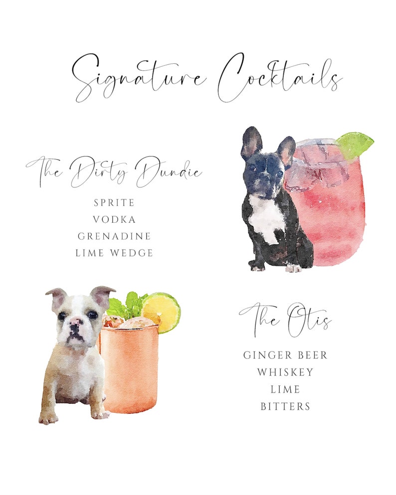 Watercolor Pet Signature Cocktail Sign Two Pets - Etsy