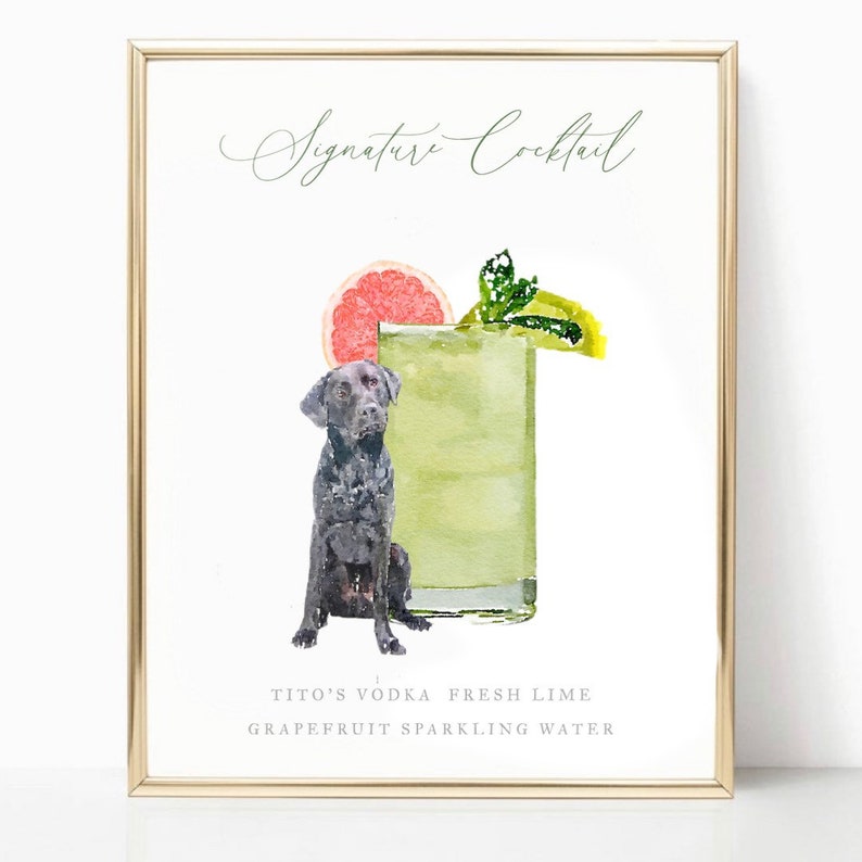 Watercolor Pet Signature Cocktail Sign 1 Pet | Etsy