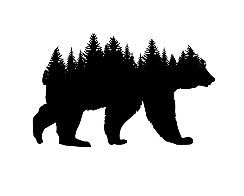 Bear Silhouette SVG Pine Tree Silhouette Svg Bear SVG Cut | Etsy