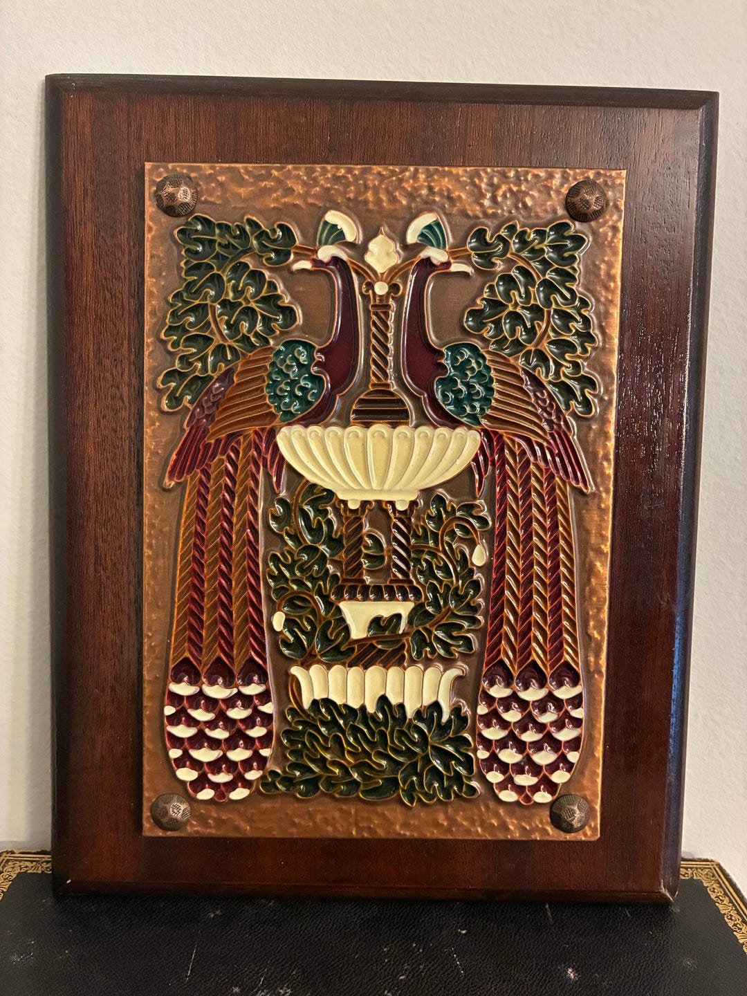 Vintage AETHRA Greek Copper Wall Plaque With Ceramic Relief - Etsy