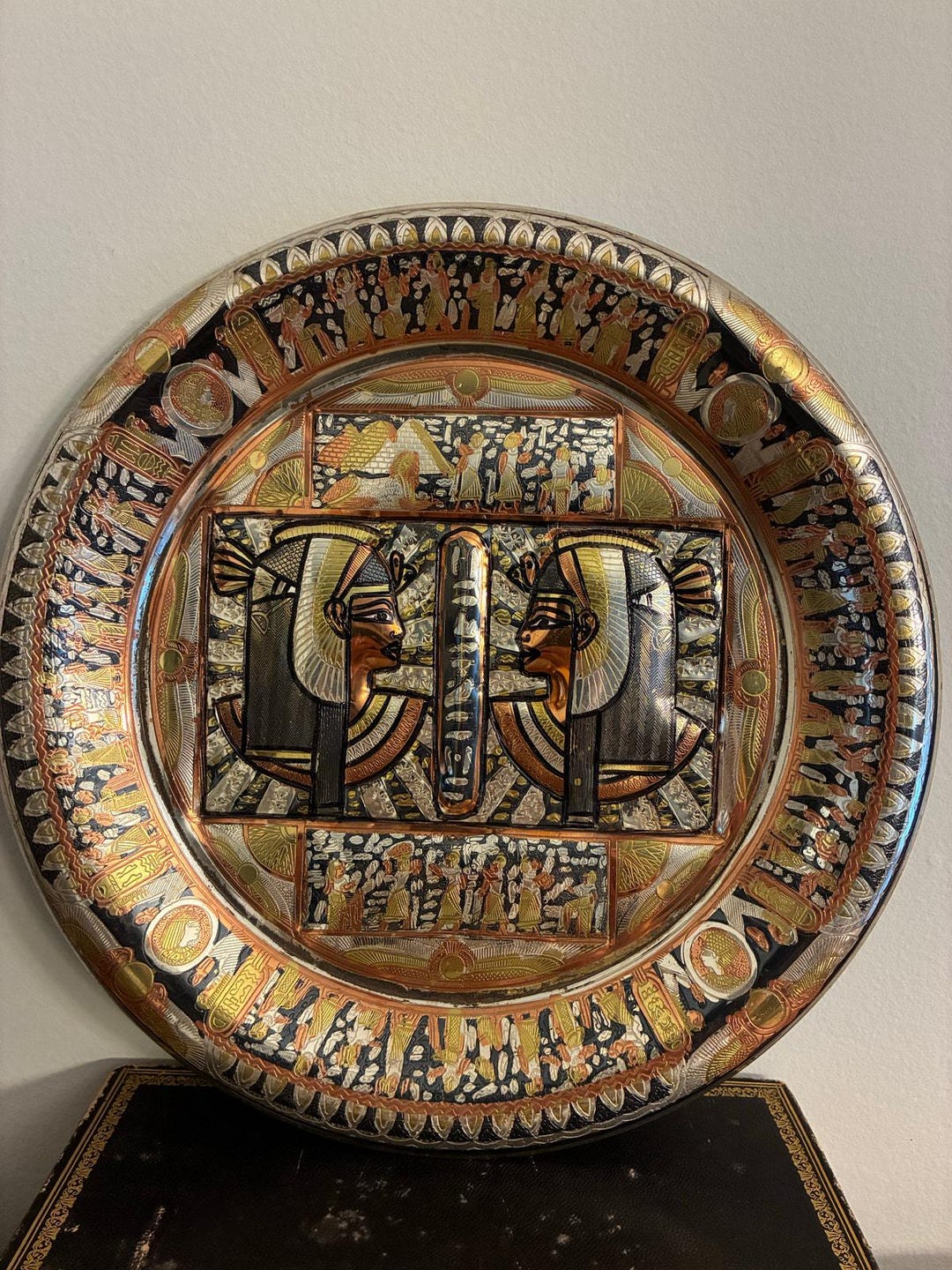 Vintage Egyptian Revival Brass Wall Plate With Pharaoh Relief - Etsy