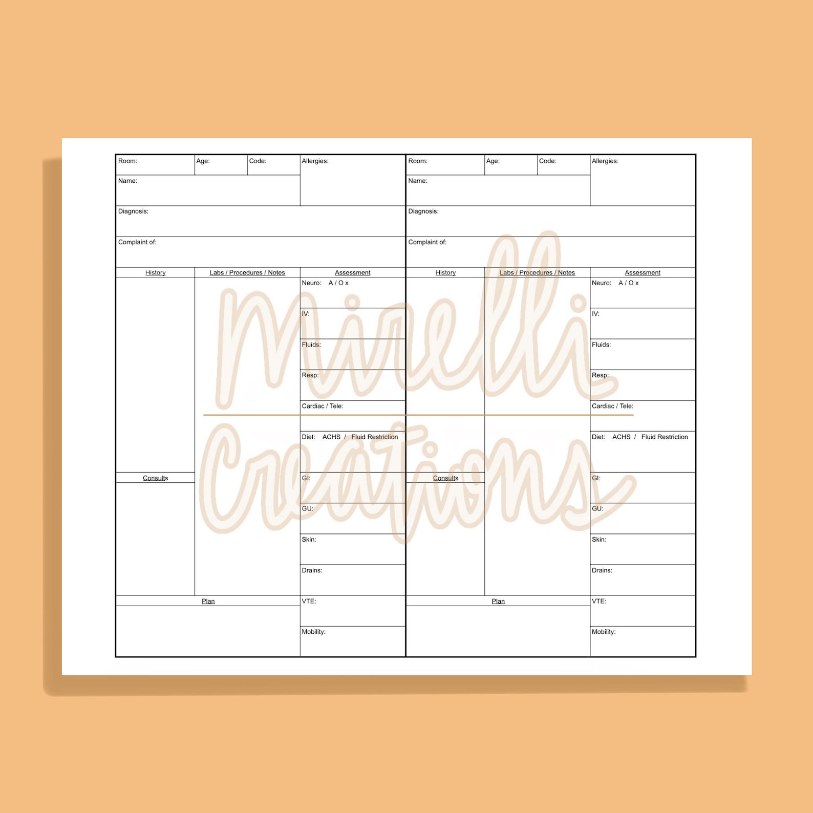Printable Nurse Report Sheet | Handoff Report for Nurses | SBAR Patient ...