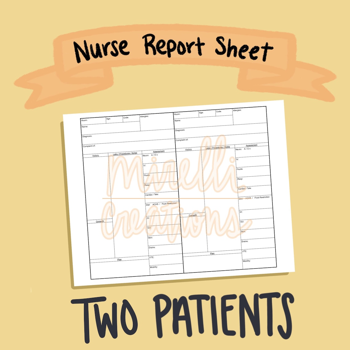 Printable Nurse Report Sheet | Handoff Report for Nurses | SBAR Patient ...