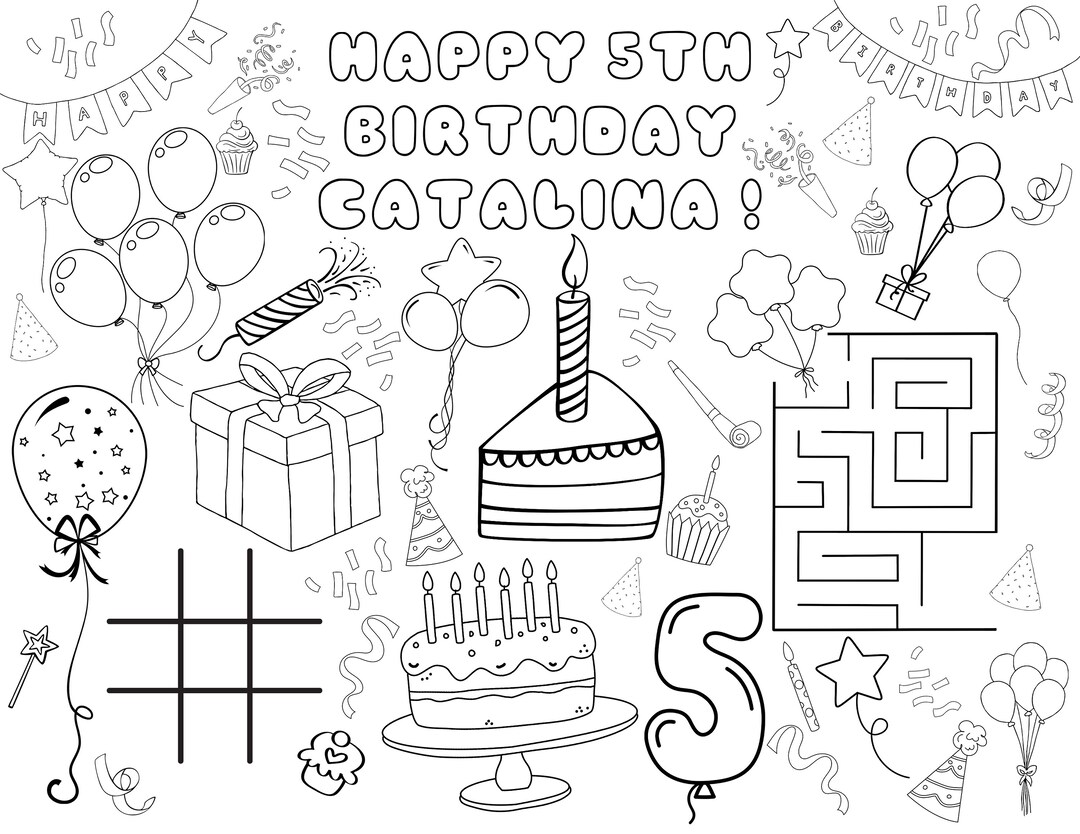 Editable Birthday Coloring Sheet Printable Personalized Name Party ...