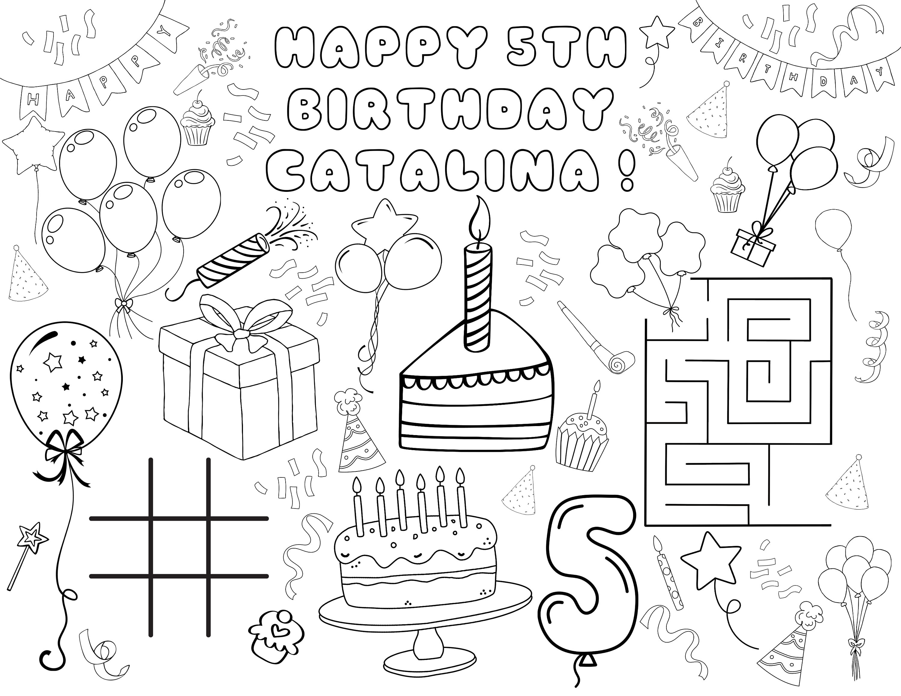 Editable Birthday Coloring Sheet Printable Personalized Name Party ...