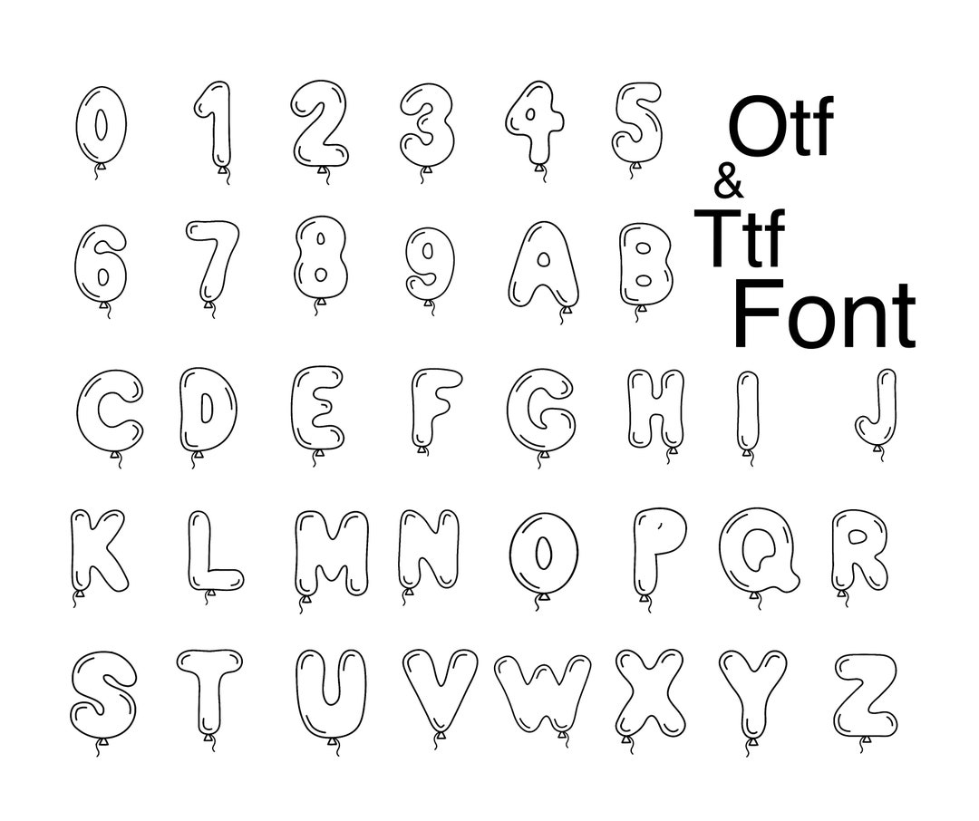 Balloon Font Letters and Numbers Otf Ttf Fonts Bubble Letters Balloons ...