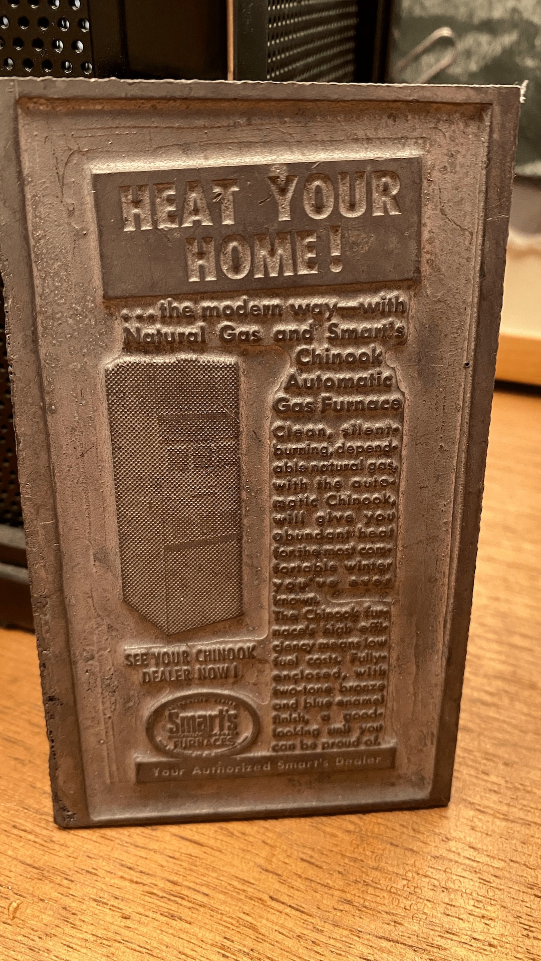 Vintage "heat Your Home" Advertising Printing Plate for Smart's Furnace ...