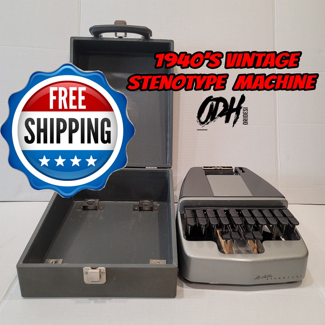 RARE Stenotype Machine 1940s La Salle Stenograph Keyboard Original Box ...