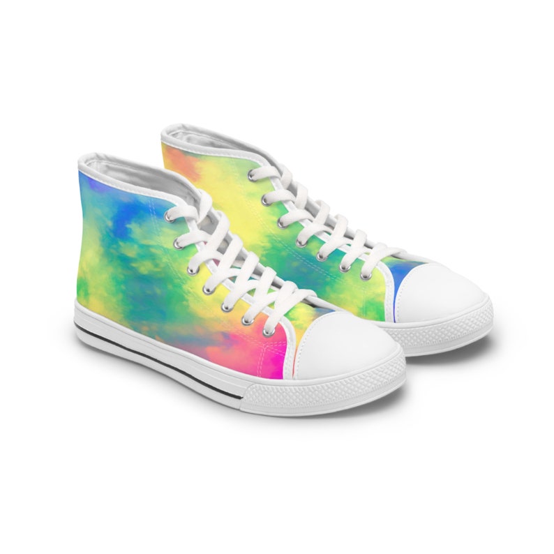 Women's Pastel High Top Sneakers, Ladies Gym Shoes, Colorful Canvas ...