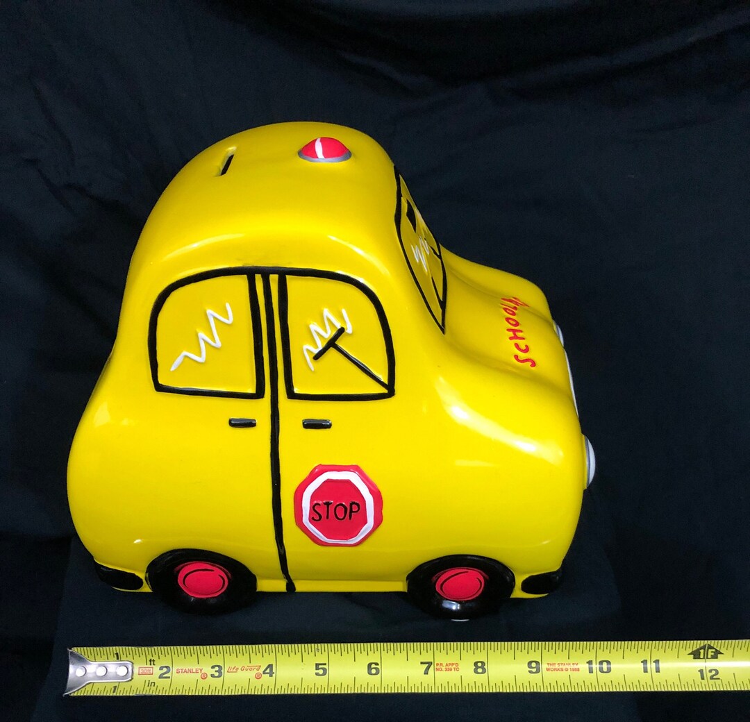 Rare* Vintage Ceramic Coin Bank, Money Bank, School Bus Coin Bank ...