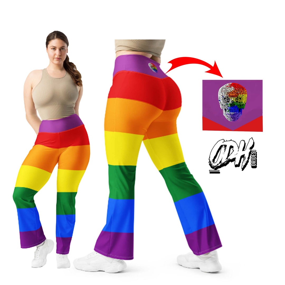 LGBTQ Rainbow Flag Leggings With Skull Lgbtq Flag Yoga Pants Gay Pride ...
