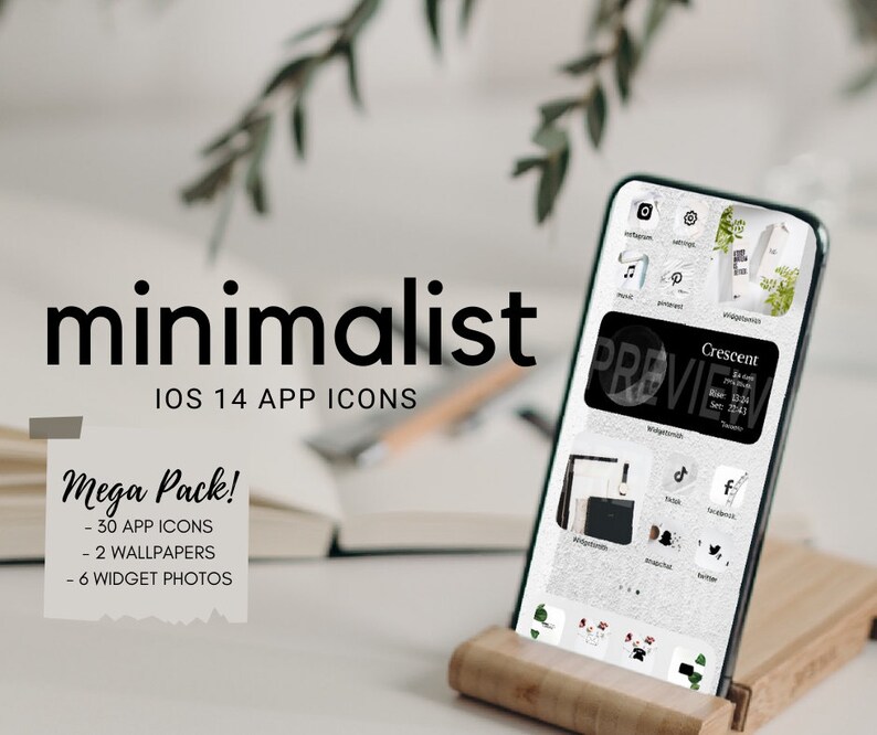 MINIMALIST IOS 14 App Icons MEGA Pack cover Photos, Widget Covers, App ...