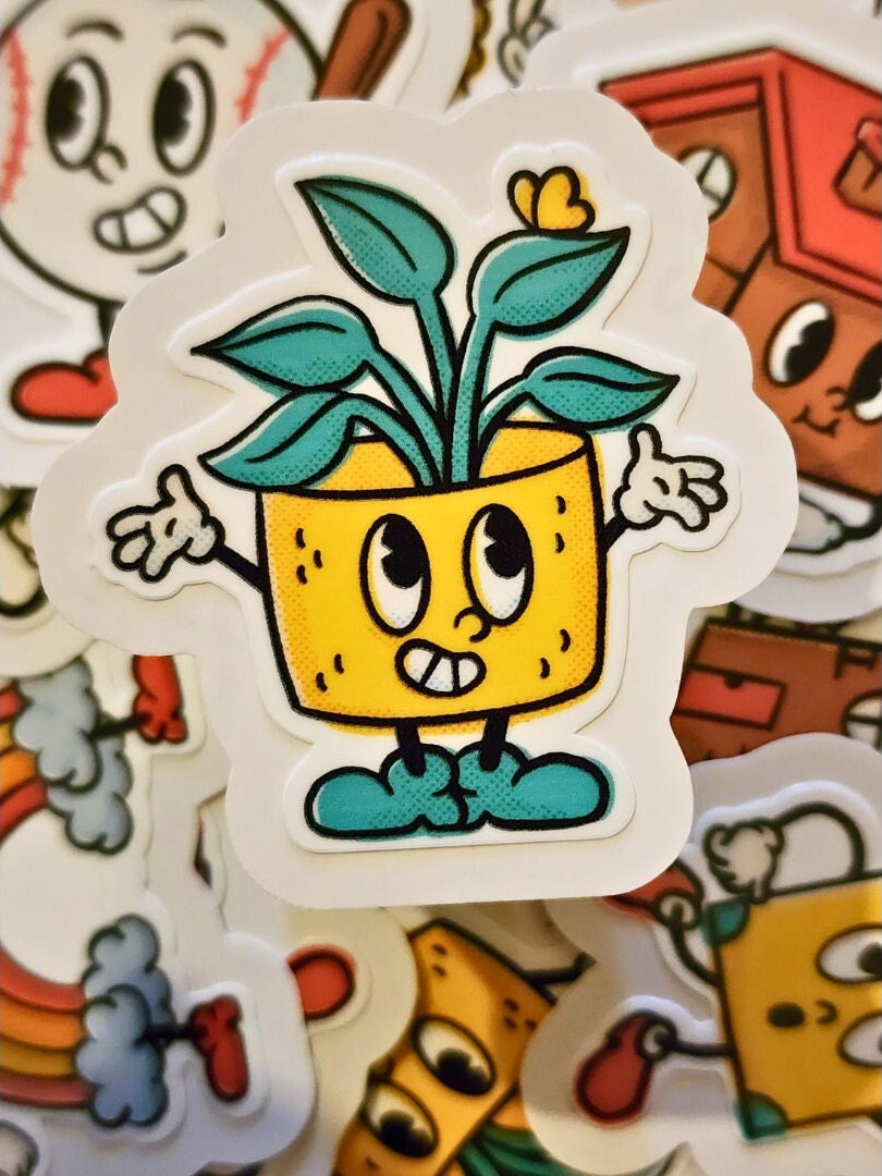 Retro Cartoon Vinyl Stickers | Die-cut Easy Peel | Smudge-proof | Water ...