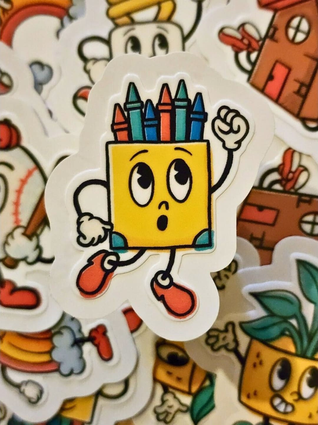 Retro Cartoon Vinyl Stickers | Die-cut Easy Peel | Smudge-proof | Water ...